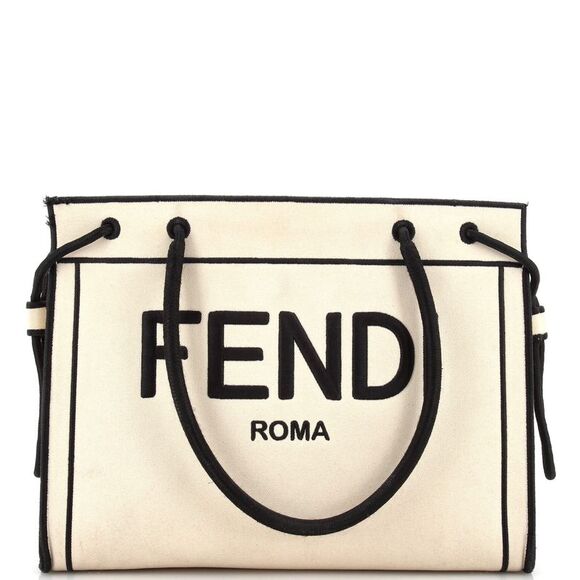 Fendi | Bags | Fendi Roma Shopper Tote Canvas Small Neutral | Poshmark